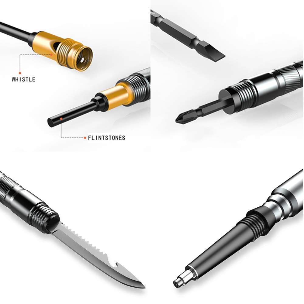 Multi-Function Walking Trekking Stick Pole Folding Defense Stick Screw ...