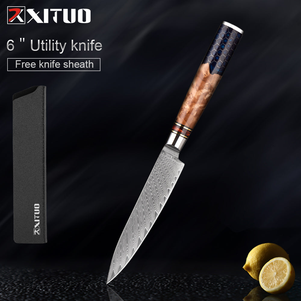 XITUO 9 Pieces Damascus Steel Chef Knives Set